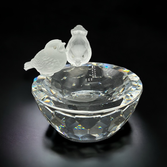 Swarovski | Accents | Vintage Swarovski Crystal Frosted Bird Bath ...